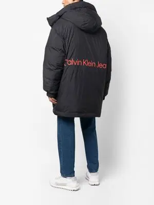 Calvin Klein Logo Print Hooded Parka