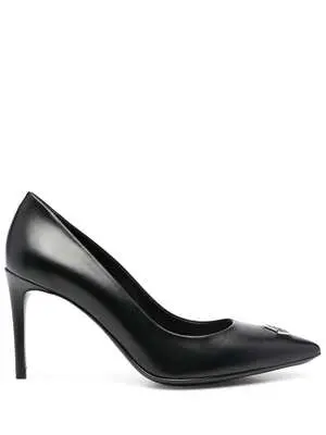 Philipp Plein Logo Plaque Leather Pumps