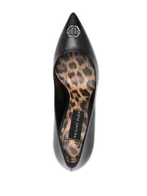 Philipp Plein Logo Plaque Leather Pumps