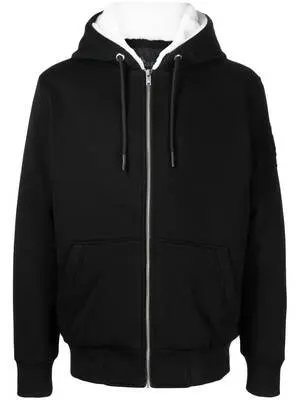 Moose Knuckles Logo Plaque Zip-up Hooded Jacket - Black