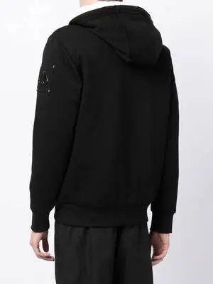 Moose Knuckles Logo Plaque Zip-up Hooded Jacket - Black