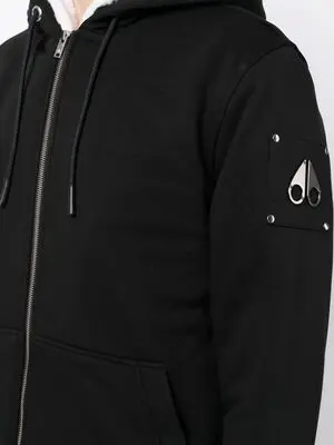 Moose Knuckles Logo Plaque Zip-up Hooded Jacket - Black