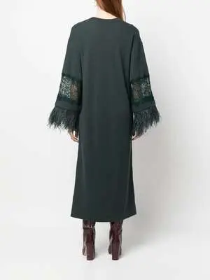 PAULA Floral-lace Detail Knitted Dress - Green