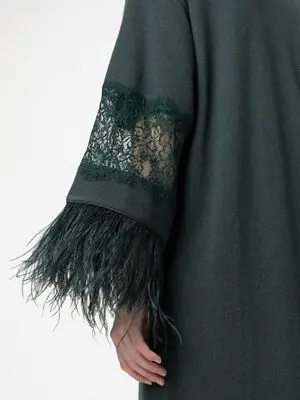 PAULA Floral-lace Detail Knitted Dress - Green