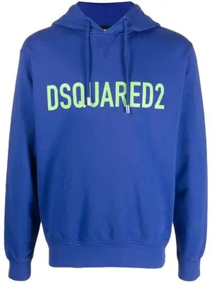 Dsquared2 Cotton Hoodie With Logo - Blue