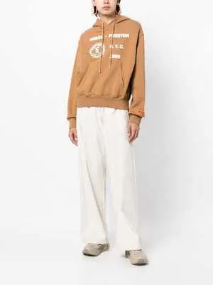 Heron Preston Medieval Heron-print Cotton Hoodie - Brown