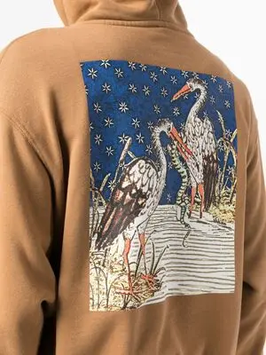 Heron Preston Medieval Heron-print Cotton Hoodie - Brown