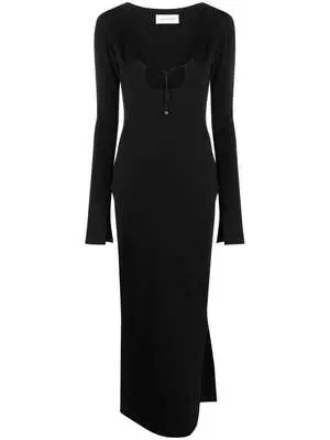 16Arlington Square-neck Long-sleeve Dress - Black