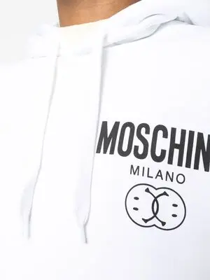 Moschino Logo-print Cotton Hoodie - White