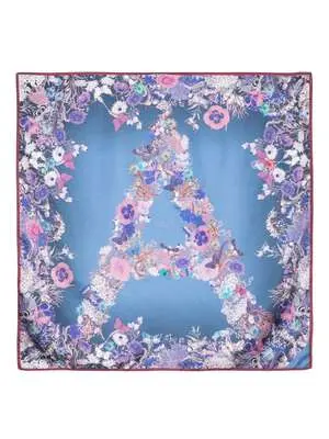 ASPINAL OF LONDON Floral-print Silk Scarf - Blue