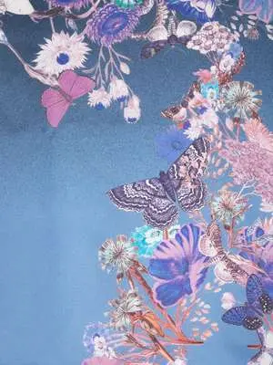 ASPINAL OF LONDON Floral-print Silk Scarf - Blue
