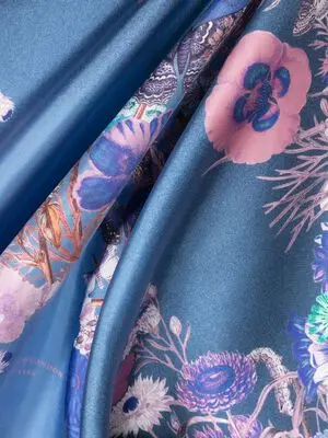 ASPINAL OF LONDON Floral-print Silk Scarf - Blue