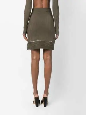 ANDREĀDAMO Zip-detail Ribbed Knit Skirt - Green