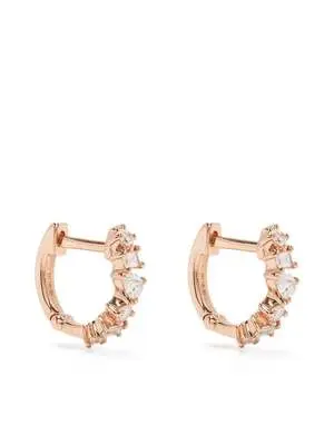 Ef Collection 14kt Rose Gold Diamond Huggie Earring - Pink