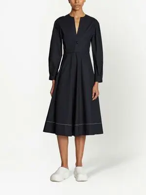 Proenza Schouler White Label V-neck Poplin Midi Dress