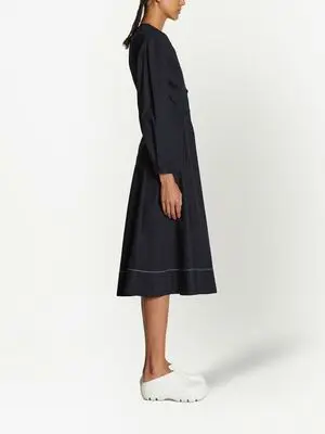 Proenza Schouler White Label V-neck Poplin Midi Dress