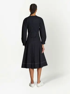 Proenza Schouler White Label V-neck Poplin Midi Dress