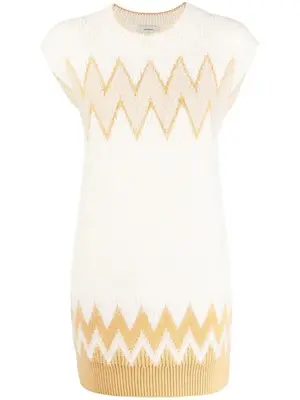 ONEFIFTEEN Zigzag Embroidered Mini Dress - White