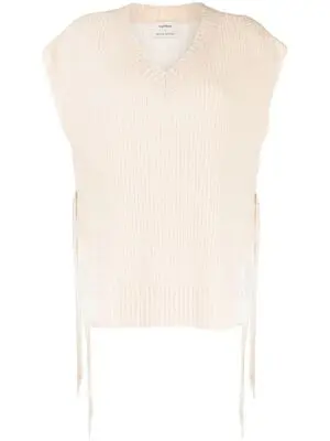 ONEFIFTEEN Onefifteen V-Neck Knit Top With Sheer Detail