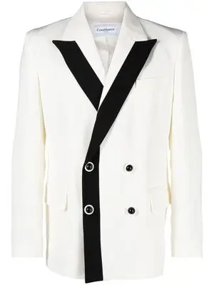 Casablanca Contrast-lapel Double-breasted Blazer - Neutrals