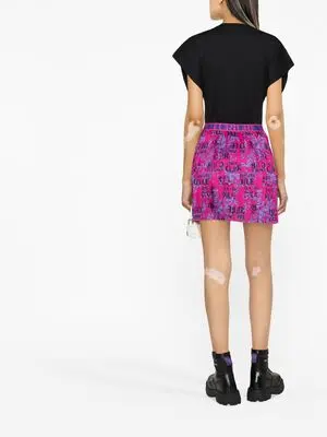 Versace Logo Pleated Miniskirt