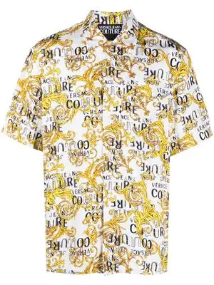 Versace Baroque-print Short-sleeve Shirt - White