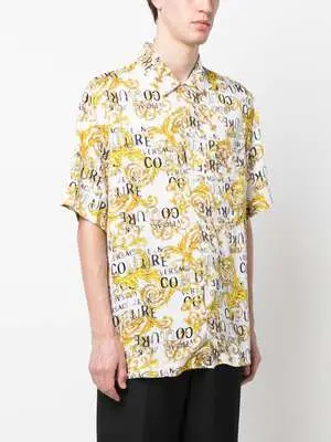 Versace Baroque-print Short-sleeve Shirt - White