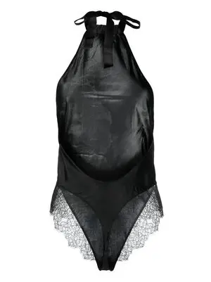 MAISON CLOSE Lace-trim Bodysuit - Black