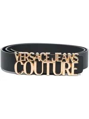 Versace Logo Leather Belt - Black