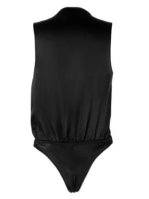 MAISON CLOSE V-neck Silk Bodysuit - Black