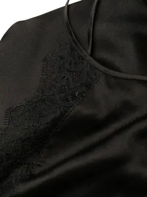 MAISON CLOSE Lace-trimmed Silk Body - Black