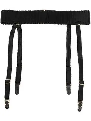 MAISON CLOSE Smocked-waist Garter Belt - Black