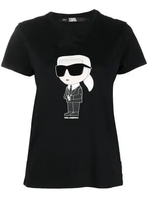 Karl Lagerfeld Ikon Organic-cotton T-shirt - Black