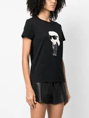 Karl Lagerfeld Ikon Organic-cotton T-shirt - Black