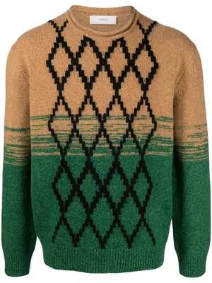 Pringle Of Scotland Argyle-knit Crew-neck Jumper - Brown