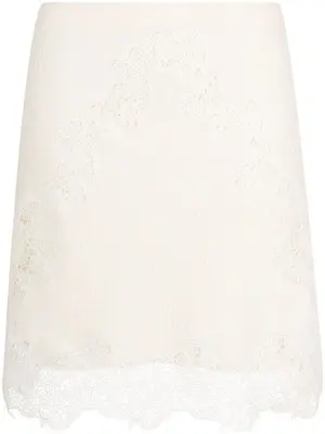 CHLOÉ Chloé Ribbed-Knit Mini Skirt With Lace Trim
