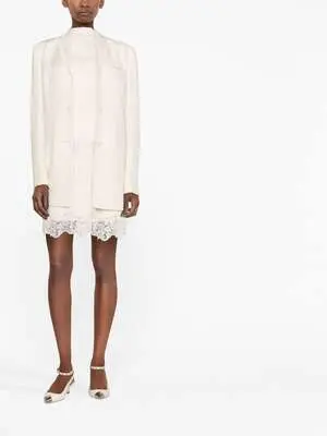 Chloé Ribbed-knit Mini Skirt With Lace Trim