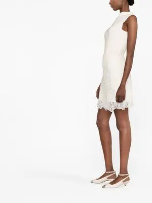 Chloé Ribbed-knit Mini Skirt With Lace Trim