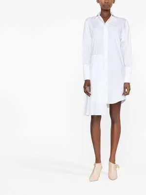 Off-White Diag Plissé Cotton Shirt Dress - White