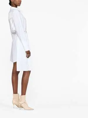 Off-White Diag Plissé Cotton Shirt Dress - White