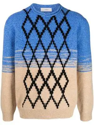 Pringle Of Scotland Argyle-pattern Wool Jumper - Blue