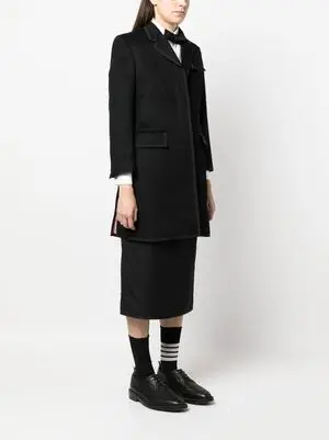 Thom Browne Long Grosgrain Ribbon-trim Coat
