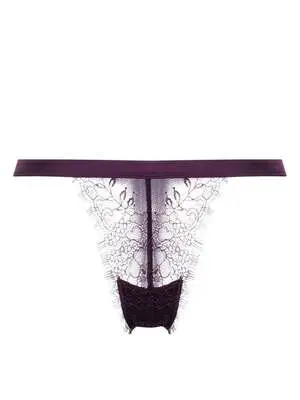 MAISON CLOSE Semi-sheer Lace Thong - Purple