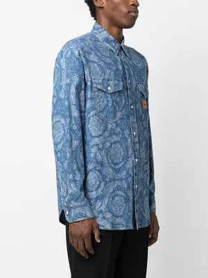 Versace Barocco Silhouette Denim Shirt