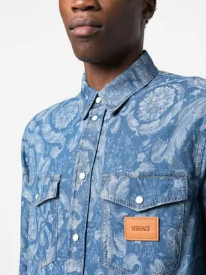 Versace Barocco Silhouette Denim Shirt