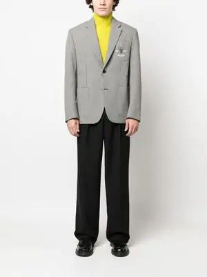 Versace Logo Embroidered Houndstooth Blazer