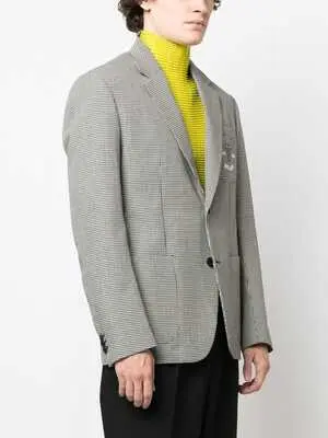 Versace Logo Embroidered Houndstooth Blazer
