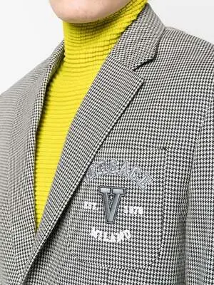 Versace Logo Embroidered Houndstooth Blazer