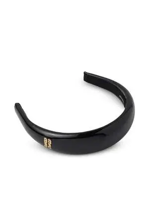 Miu Miu Logo-plaque Leather Headband - Black
