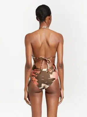 FERRAGAMO Palm-print Halterneck Swimsuit